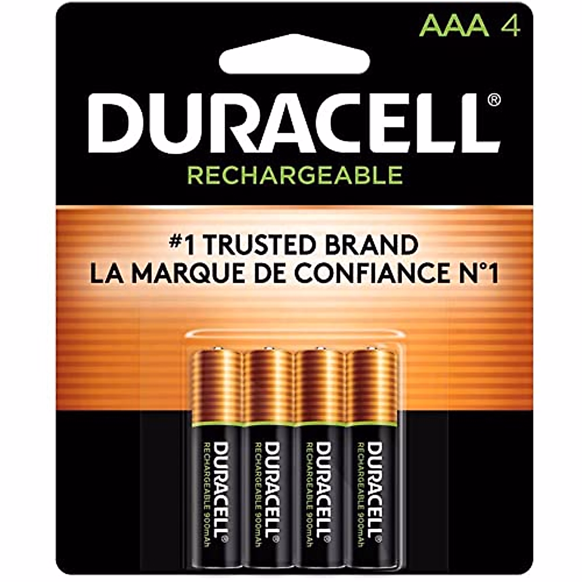 Duracell Rechargeable AAA Batteries, 4 Count Pack, Triple A Battery for Long-lasting Power, All-Purpose Pre-Charged Battery for Household and Business Devices