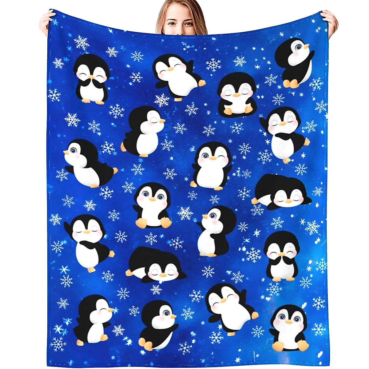 Penguin Blanket Flannel Soft Cute Penguins Throw Blankets Animal Penguin Gifts Decor for Girls 50"x40"