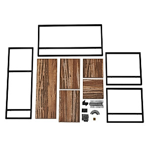 Danya B Framed Wall Art 4-Piece Modern Shelf Set - Metal Frame and MDF Shelves (Brown and Black)