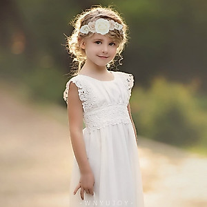 WNYUJOY Baby Girl Flower Headbands Set, 3pcs Elastic Nylon Floral Hair Band, Bows Wrap for Infant Newborn Toddler