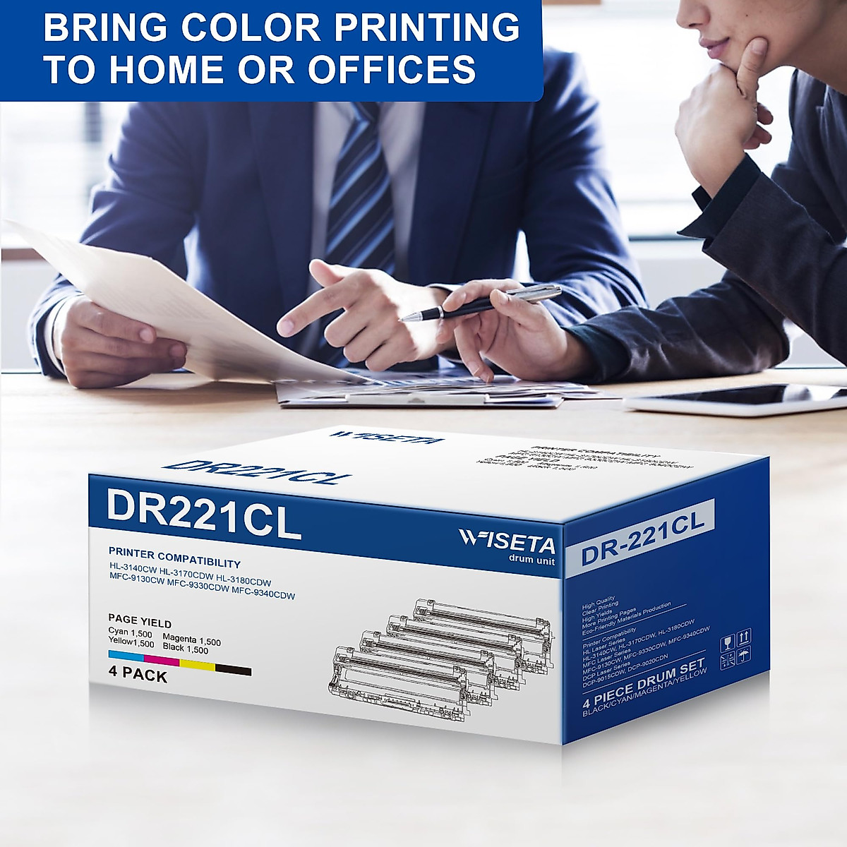 DR221CL Drum Unit Replacement Compatible for Brother DR221 DR-221CL DR221CL Drum Sets Unit to use with HL-3140CW HL-3170CDW HL-3180CDW MFC-9130CW MFC-9330CDW (4 Pack)