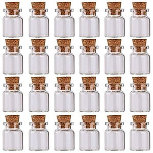 MaxMau 24 Sets of 5ml Small Glass Bottles with Cork Stopper Tiny Clear Vials Storage Container for Art Crafts Projects Decoration Party Supplies