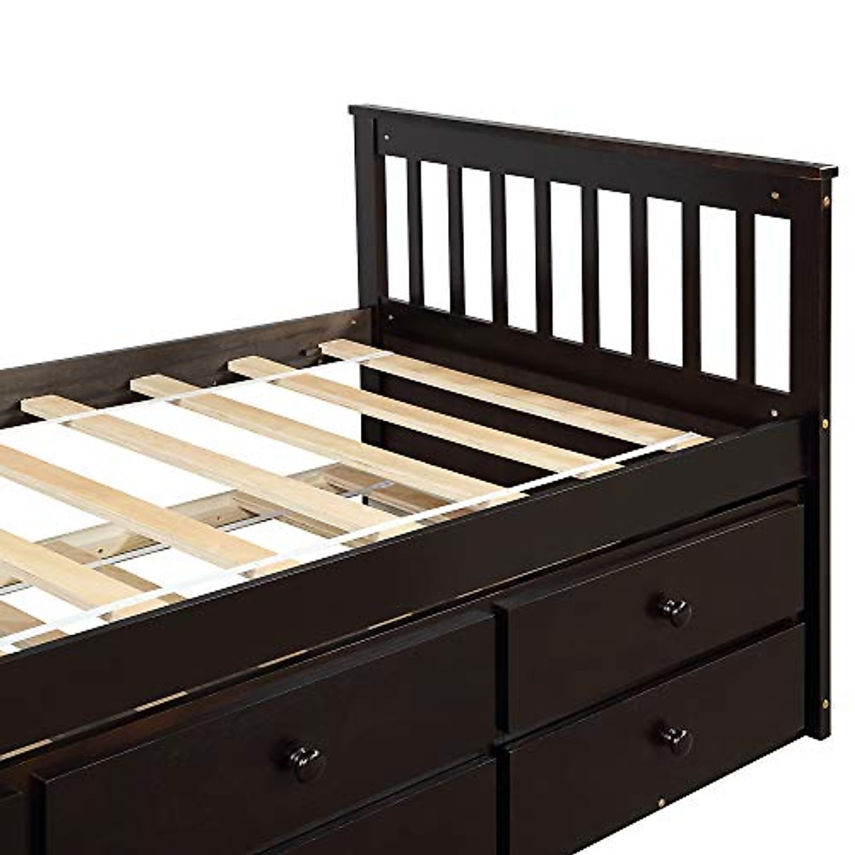 Harper & Bright Designs Twin Captain's Bed Storage Daybed with Trundle and Drawers for Kids Teens and Adults, Espresso