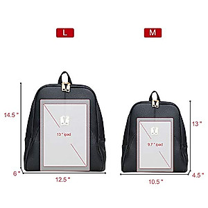 KKXIU Women Backpack Purse Casual daypacks for ladies Synthetic Leather Shoulder Bag (Medium, Black)