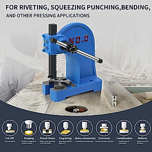 PNBO Manual Arbor Press 0.5 Ton,Heavy Duty Cast Iron Desktop Punch Press Machine, for Riveting Punching Holes
