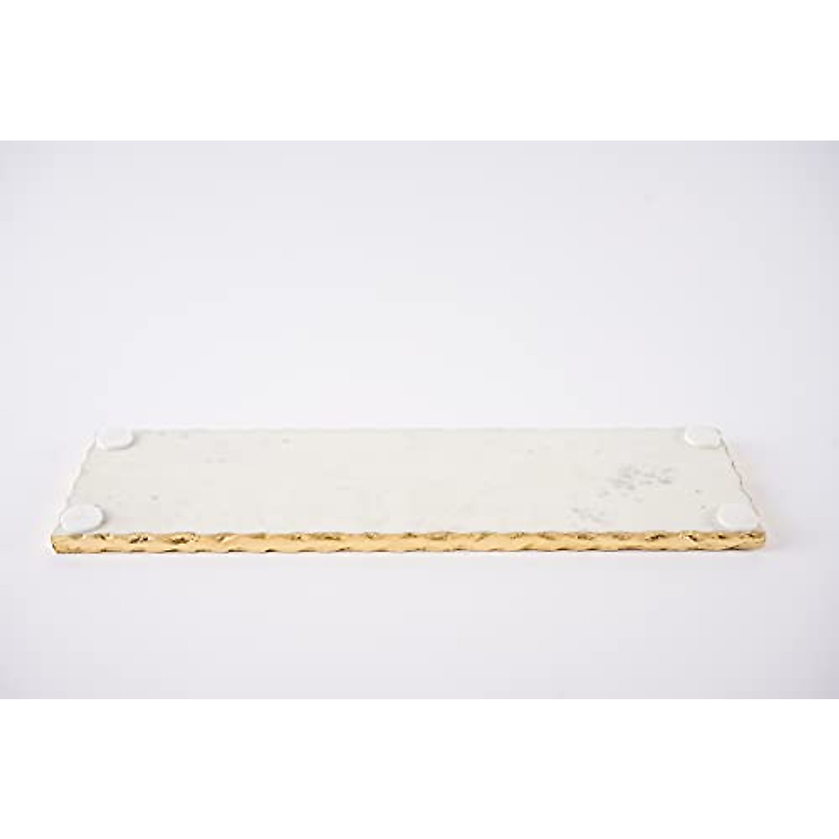 Mud Pie - 40700003 Mud Pie Marble and Gold Edge Hostess Set Serving Platter, One Size, white