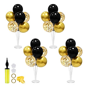 ZJDHPTY 4Set Black and Gold Balloon Stand, Balloon Centerpieces for Tables, Black and Gold Party Decorations for Birthday Wedding Anniversary Father's Day New Year Graduation 2024(black and gold)