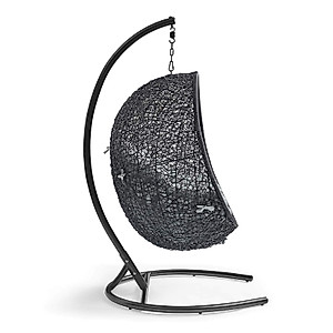 Modway EEI-739-GRY-SET Encase Wicker Rattan Outdoor Patio Porch Lounge Egg, Swing Chair with Stand, Gray