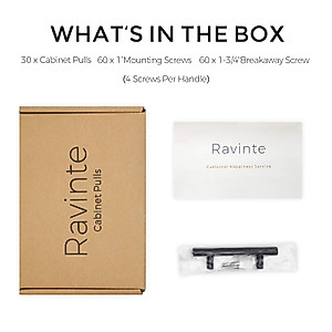 Ravinte 30 Pack | 5 Inch Cabinet Pulls Matte Black Stainless Steel Kitchen Drawer Pulls Cabinet Handles 5 InchLength, 3 Inch Hole Center