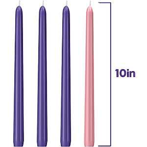 4 Pack Advent Taper Candles Set, 10-Inch Premium Hand-Dipped Unscented Christmas Advent Candles - Perfect for Holidays, Seasonal Celebrations, Church Services, and Parties.