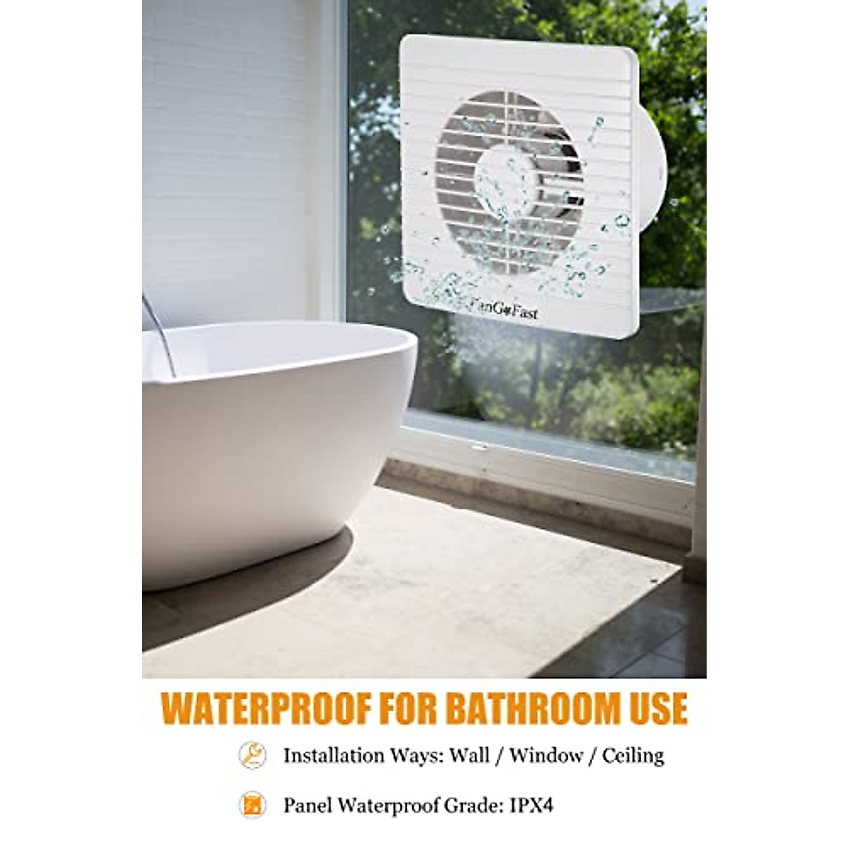 FanGoFast 4 Inch Exhaust Fan Ventilation Extractor with Anti-backflow Ventilation Fan,12W Powerful Kitchen Extractor Fan,Window and Wall Mount Vent Fans, For Kitchen Bathroom Greenhouse Garage