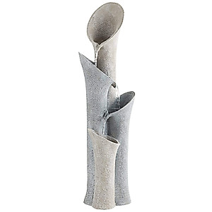 Bell Modern Zen Outdoor Floor Tiered Water Fountain 34" High Cascading Decor Faux Stone for Garden Patio Backyard Deck Home Lawn Porch House Relaxation Exterior Balcony - John Timberland