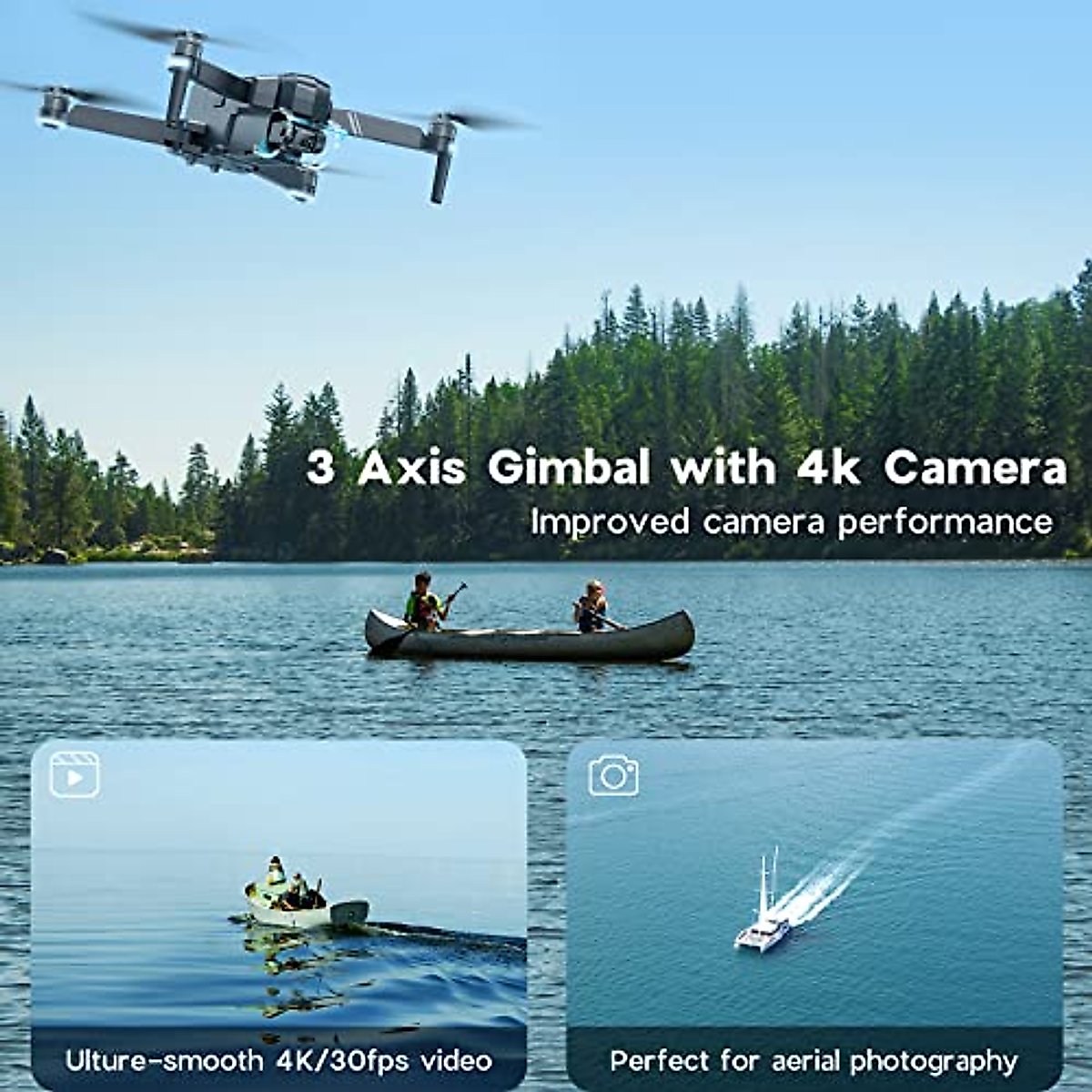 Ruko F11GIM2 4B Fly More Time 112 Mins GPS Drone, 3-Axis Gimbal with 4k Camera, 4 Batteries Professional Drone, Extra Landing Pad, 3km Long Range, Auto Return, Follow Me, Waypoint, Point of Interest