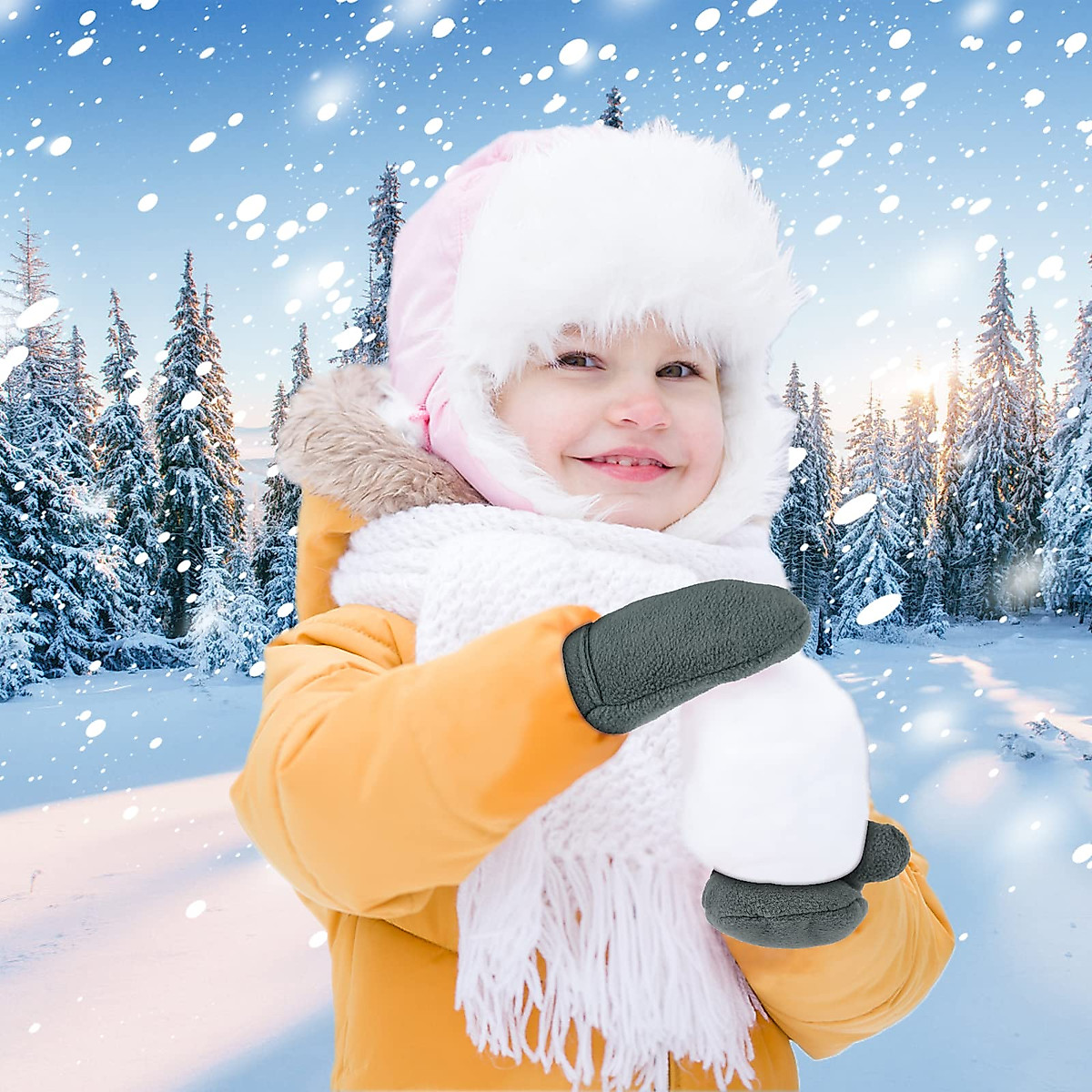 ONESING 2 Pair Toddler Mittens Toddler Gloves Warm Baby Mittens Newborn Mittens Infant Mittens Snow Toddler Winter Gloves for Baby Boys Girls