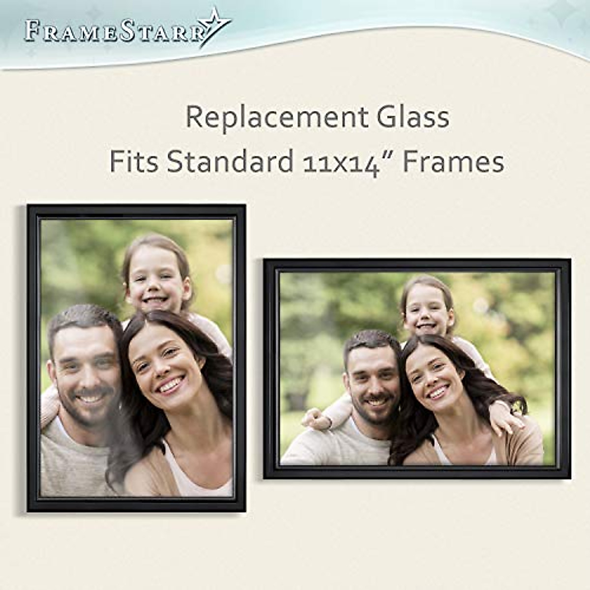 FrameStarr 11x14 Heat-Strengthened Glass, Crystal Clear, Shatterproof & Scratch Proof Picture Frame Replacement Glass, Semi-Tempered Glass Cover Sheet