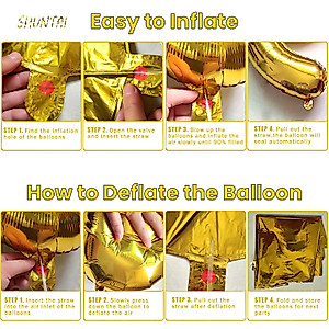 SHUNTAI 16 inch Engaged Balloons Gold Letters Banner Ring Balloon Marriage Wedding Bridal Shower Engagement Party Decorations and Supplies (Gold Theme)