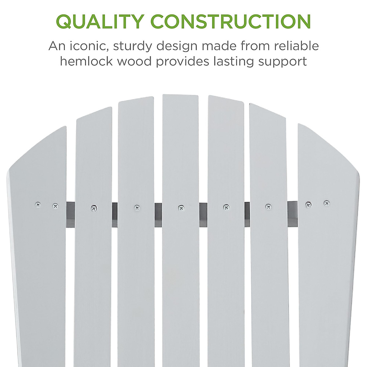 Best Choice Products Folding Adirondack Chair Outdoor Wooden Accent Furniture Fire Pit Lounge Chairs for Yard, Garden, Patio w/ 350lb Weight Capacity - Gray