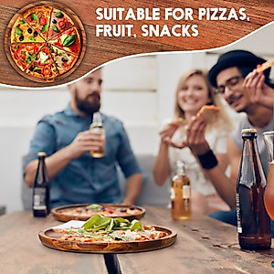 Rtteri 12 Pcs Acacia Round Dinner Plates Wood Tray Round Wooden Charger Plate for Sandwich Dishes Snack Dessert Salad Fruit, Easy Cleaning Lightweight, 8 Inch