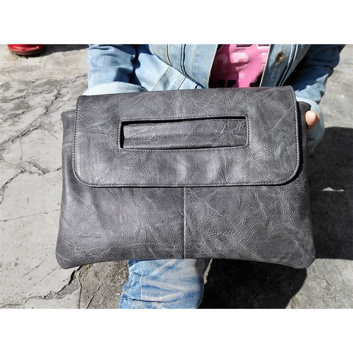 NIGEDU Women Handbags PU Leather Female Clutch Handbag Messenger Bag Large Solid High Capacity (Black)