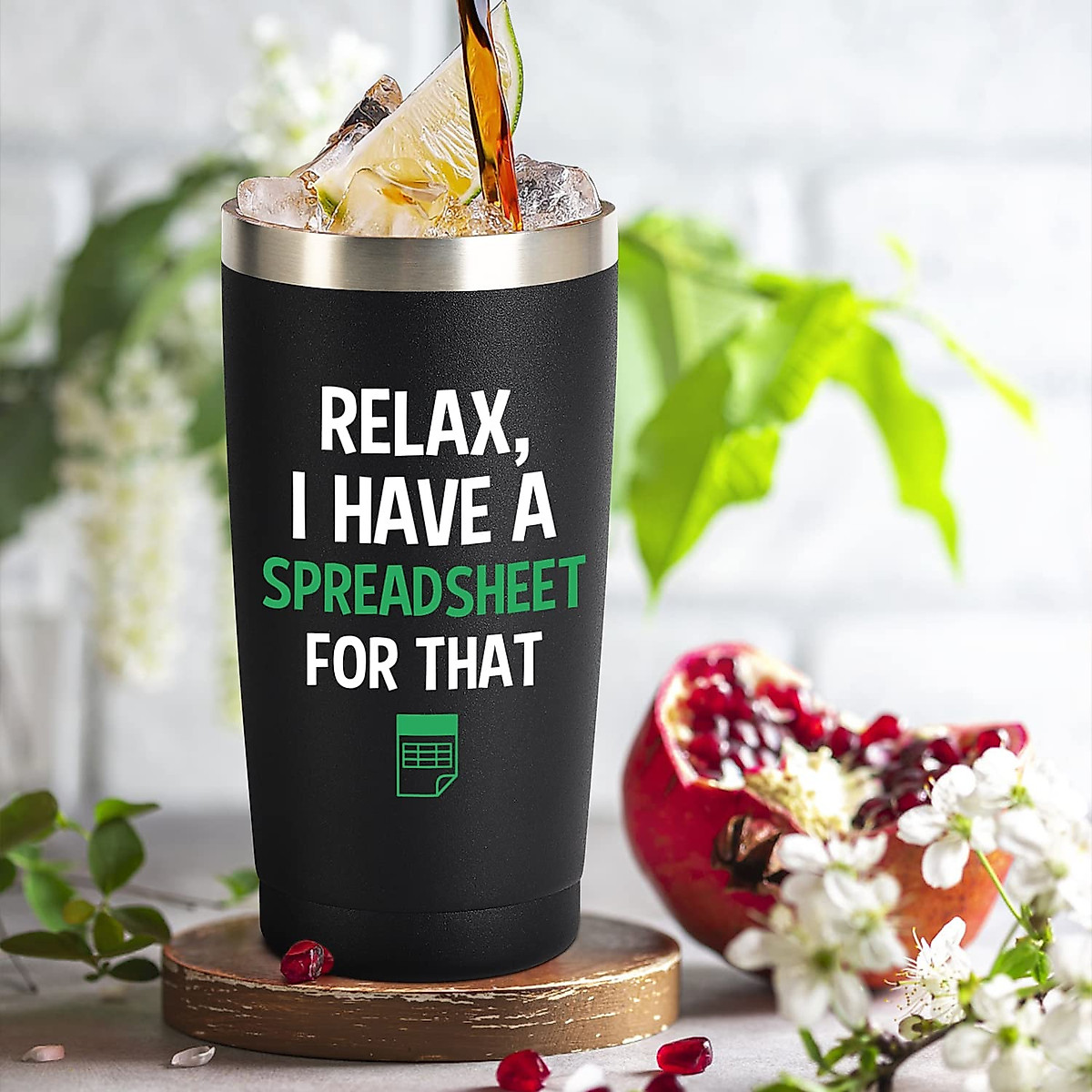 Relax, I Have A Spreadsheet for That- Accountant Gifts- Funny Gifts for Boss, CPA, Coworker, Women, Men- 20oz Insulated Stainless Steel Tumbler with Lid, Spreadsheet Mug, Birthday Christmas Gifts