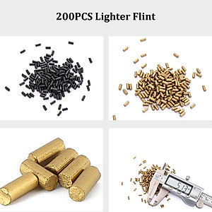 Universal Lighter Replacement Repair Kit Pack for Petrol Gas Fluid Lighter Oil Lighter (200pcs Flint Stone,10pcs Wick,6pcs Cotton,Cotton Felt Pad & 2pcs Rubber Felt Pad,Tweezers)-Gold