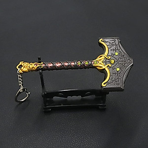 GOW Keychain Set - Leviathan Axe & Mjölnir(Thor) Charm - Cosplay Gifts for Men Women and Game Fans