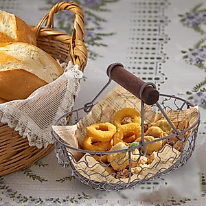 Operitacx Small Metal Wire Egg Basket Fresh Egg Container Organizer Case Countertop Holder Rust Gathering Basket Country Storage Basket for Easter Fruit Duck Egg with Handle (7x4.7 inch)