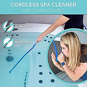 Hot Tub Vacuum Spa Vac - Manual, Cordless Spa Cleaner with Constant Suction - Handheld, Kink-Free Hose and Wand for Dirt, Grass, and Other Debris