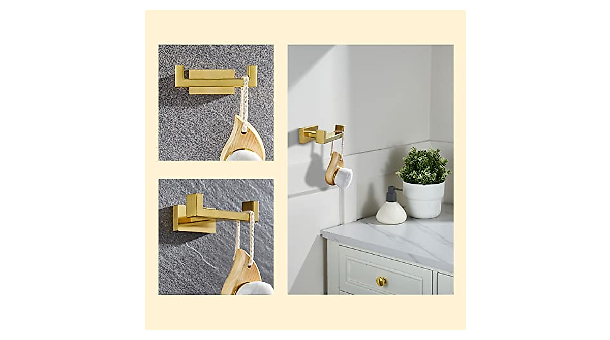 Suyar Double Towel Hook Brushed Gold - Elegant Wall Mount Organizer