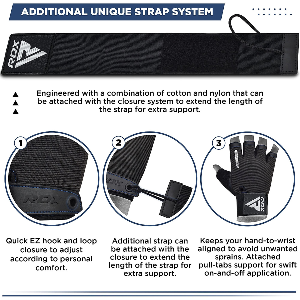 RDX Weight Lifting Gloves, Additional Stretchable Long Wrist Support, Full Palm Grip, Men Women Fitness HIIT Workout, Bodybuilding Powerlifting Strength Training Cycling Exercise Home Gym Equipment