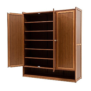 HaroldDol Bamboo Shoe Storage Cabinet with 3 Doors, Shoe Floor Storage Organizer Rack for 30 Pairs Entryway Hallway, 35.4 * 12.6 * 42.1in