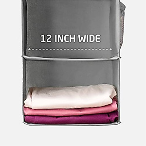 ZOBER Hanging Closet Organizer and Storage Shelves - 5-Shelf Wardrobe Clothes Organizer for Dorm Room, Baby Nursery, Small Closet Storage - 12" x 11.5" x 42", Grey