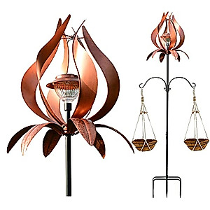 J-Fly Solar Wind Spinners Outdoor Garden Spinner Solar Spinning Windmill Super Large Spinning Garden Ornaments Perfect for Patios, Lawns Or Gardens 83 Inch