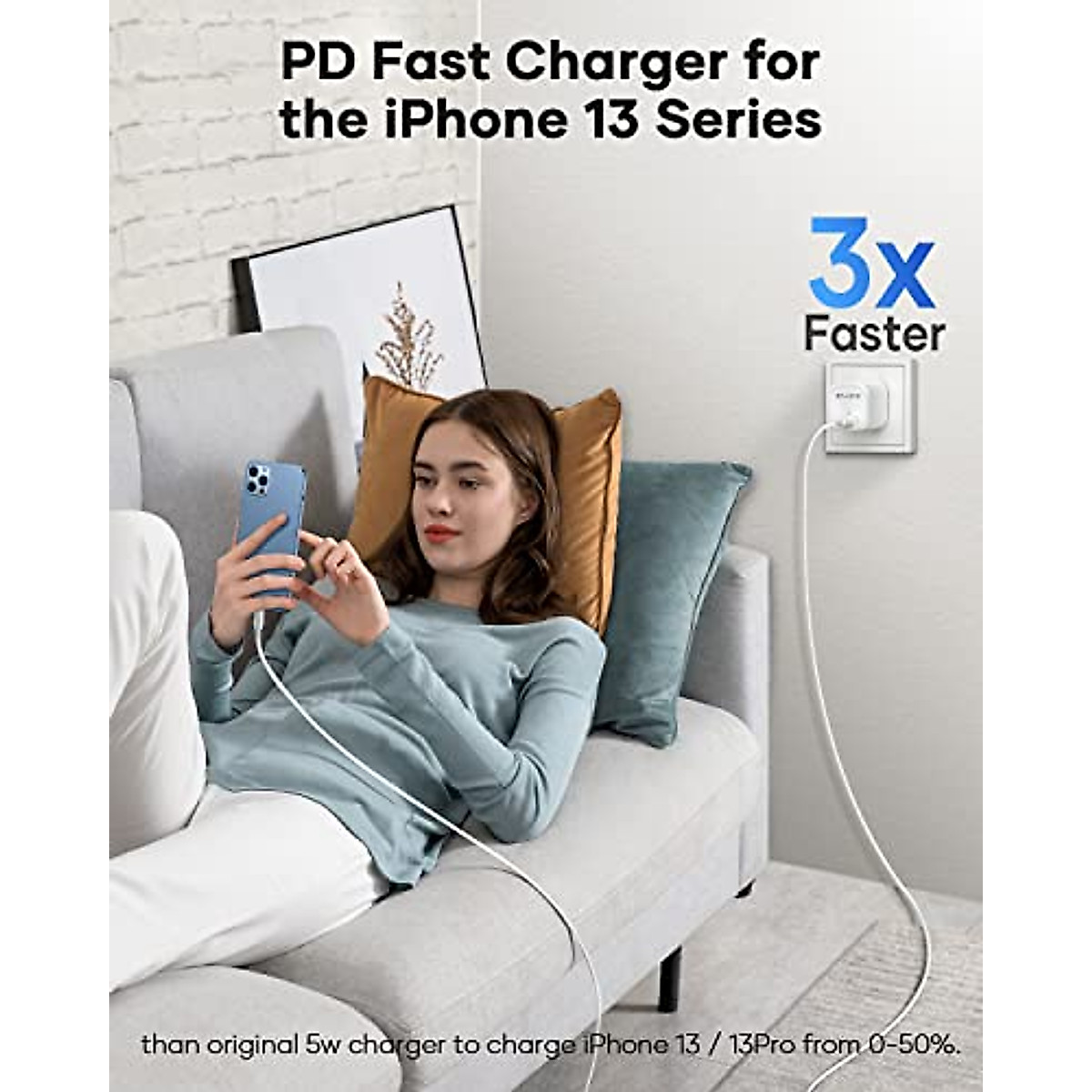 USB C Charger Block - RFNAYK 20W Super Mini iPhone 14/14 Plus/14 Pro/14 Pro Max Fast Charger, PD 3.0 Wall Charger Power Adapter for iPhone 12 13 Pro Max XR XS 8 Galaxy Pixel 4/3 iPad/iPad min (White)