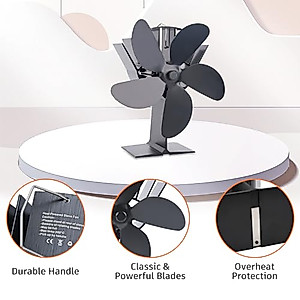 KIAADSY Wood Stove Fan Heat Powered, 5-Blade Fireplace Fan for Wood/Fireplace/Log Burner, Efficiently Circulate Warm Air, Cocoon Fan(Black, 5 Blade)