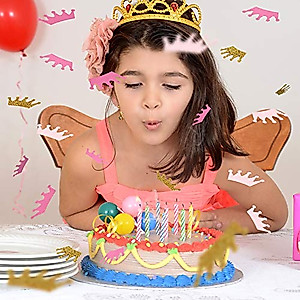 300 Pieces Crown Confetti Glittery Prince King Crown Confetti Baby Shower Crown Confetti for Baby Girl Birthday Party Decorations (Pink Gold, Pink Tone)