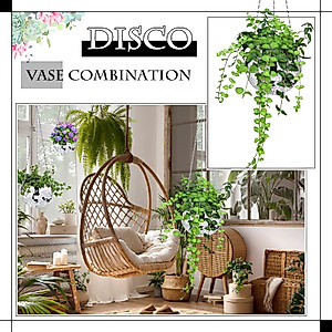 4 Set Disco Ball Planter Disco Ball Hanging Planter with Extra Long Chain Silver Disco Ball Hanger Planter Disco Ball Vase Boho Decor for Home Room Patio Decoration Gift (8", 6", 2 Pcs 4")