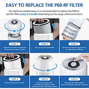 4 Pack P60 Replacement Filter Only Compatible with TPLMB P60 Air Purifier and Vhoiu KJ50 Air Purifier, H13 True HEPA Filter, 3-in-1 Nylon Pre-Filter, HEPA Filter, High-Efficiency Carbon Filter