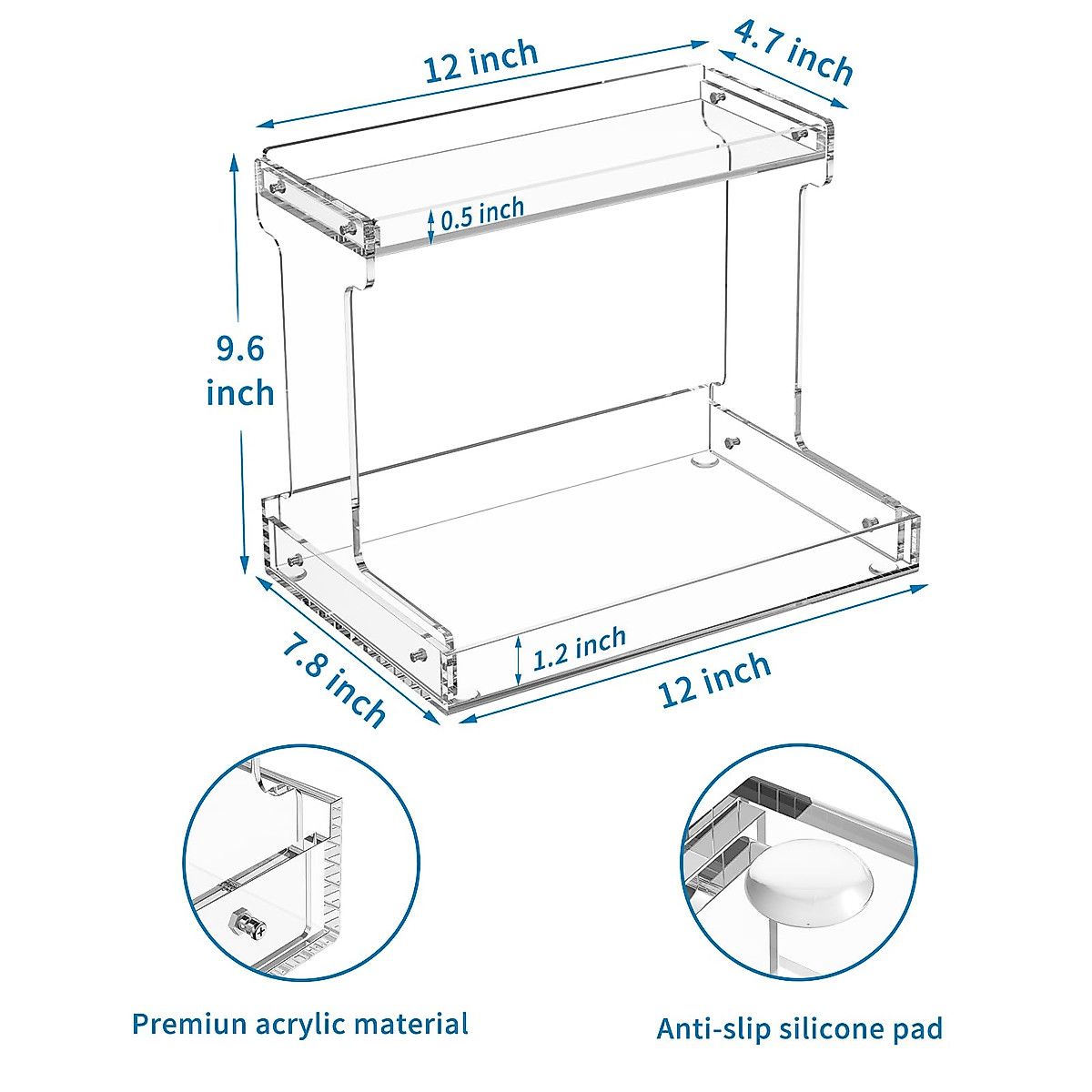 AITEE 2-Tier Bathroom Counter Organizer Acrylic Bathroom Countertop Organizer Clear Bathroom Organizer Shelf Vanity Tray Cosmetic Skincare Home Storage Organization for Bathroom Kitchen Bedroom