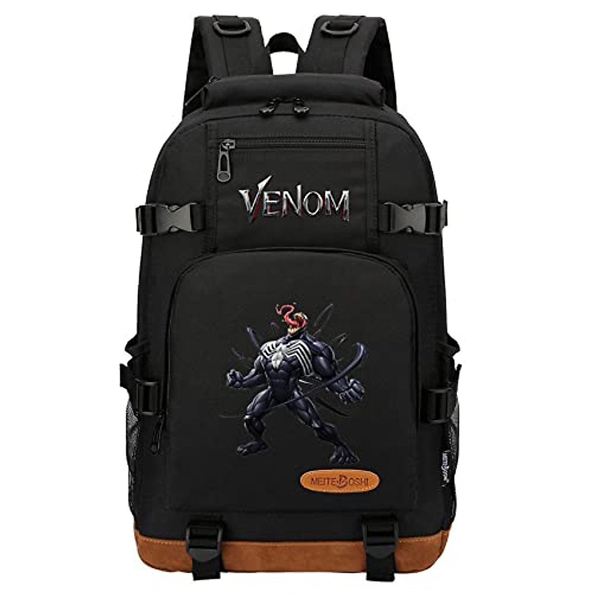 WRIGGY Student Venom Waterproof School Bookbag,Casual Backpack with Big Pocket Laptop Knapsack for Kid Black One Size