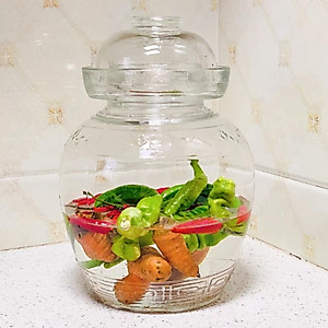 Qunine Glass Pickle Jar 2.5L Fermentation Jar Crock, Traditional Fermentation Jar Canning Jar Kimchi Containers with Water Seal Airlock Lid for Fermenting Pickles, Wine Brewing, Sauerkraut and