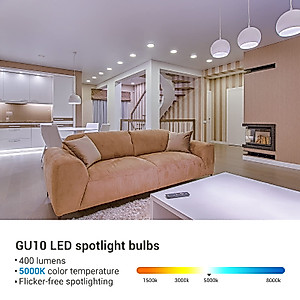 DEWENWILS 10-Pack GU10 LED Dimmable Bulb, 400LM, 5000K Daylight Track Lighting Bulb, 5W(50W Halogen Equivalent) LED Light Bulb, Glass-Like Pattern, 40°Beam Angle, UL Listed