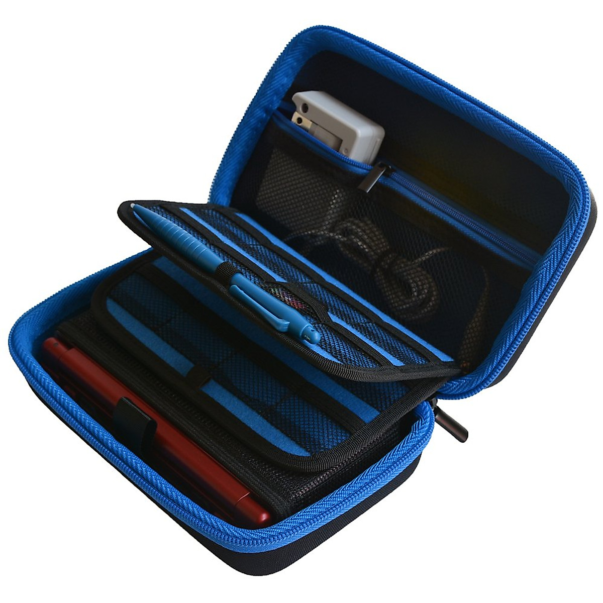 New 3DS XL Case, New 2DS XL Case, Deluxe Hard Protective Carrying Case for New Nintendo 3DS XL, 2DS XL - Fits AC Wall Charger, Travel Case with 16 Game Storage Holders - Blue