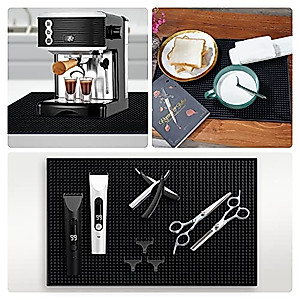 BARsics 18"x12" PVC Bar Service Mat for Cocktail Bartender (Black 2-Pack)