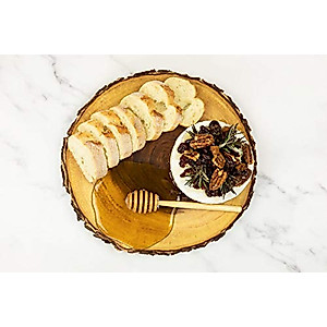 Thirteen Chefs Villa Acacia Live Edge Wood Serving Platter Natural Acacia Wood and Organic Raw Bark Edge Medium