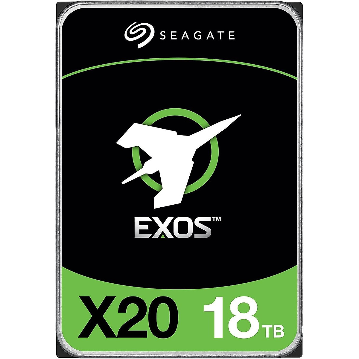 Seagate ST18000NM003D 18TB Exos X20 SATA Hard Drive, 3.5" HDD, SATA 6Gb/s, 7200rpm, 256MB Cache, 512E, 4.16ms, NCQ