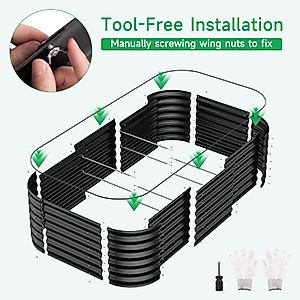 GreatBuddy Raised Garden Beds Outdoor 8x4x2ft, Large Metal Planter Box for Deep-Rooted Vegetables, Flower, Fruit, Herbs, and Succulents w/ 478 Gallon Capacity, Black