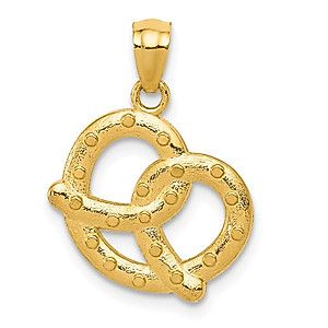 Solid 14k Yellow Gold Pretzel Pendant Charm - 21mm x 15mm