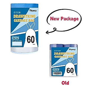 Trash Bag 8 Gallon Medium Drawstring Garbage Bags for 8 Gallon Trash Cans, Kitchen Bedroom Bathroom Living room Office Restaurant Thickened Stretchy (60 Count)