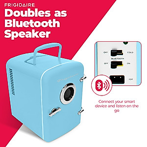 FRIGIDAIRE Curtis EFMIS151 Mini Portable Compact Personal Fridge Cools & Heats, 4 Liter Capacity, 6 Cans, Makeup, Skincare, Freon-Free & Eco Friendly, Includes Home Wall Plug, Blue